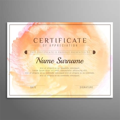 Premium Vector Abstract Certificate Design Watercolor Background