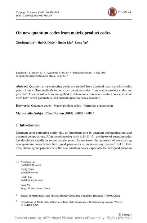 On New Quantum Codes From Matrix Product Codes Request Pdf