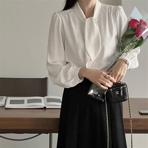 [💐봄신상 할인💗]애나 타이 하객 블라우스 Blouse 셔츠 하객룩 타이블라우스 하객 개강룩 Bs7412