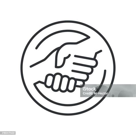 원으로 둘러싸인 악수의 아이콘으로 파트너십과 합의를 상징합니다 벡터 일러스트 레이 션 악수에 대한 스톡 벡터 아트 및 기타 이미지 악수 아이콘 외형선 Istock