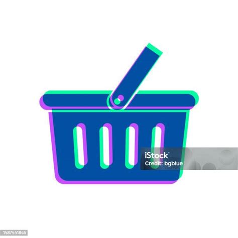 장바구니 흰색 배경에 두 가지 색상이 오버레이된 아이콘 3차원 형태에 대한 스톡 벡터 아트 및 기타 이미지 3차원 형태 개념 경제 Istock