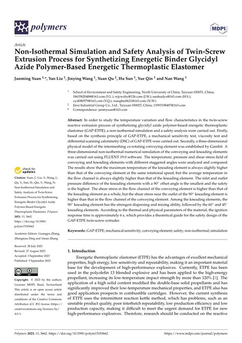 Pdf Non Isothermal Simulation And Safety Analysis Of Twin Screw