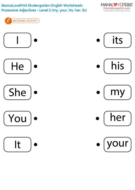 Grammar Possessive Adjective Worksheet