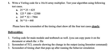 1 Write A Verilog Code For A 16x16 Array Multiplier Chegg
