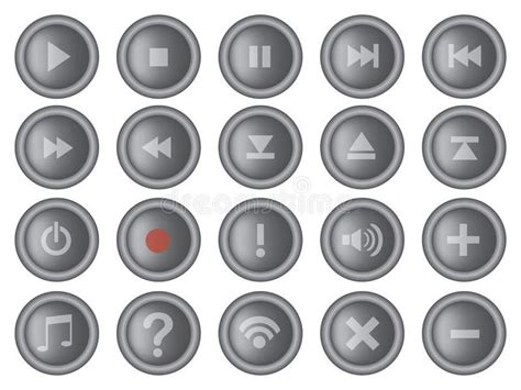 Round Interface Buttons Design Set Vector Illustration Royalty Free