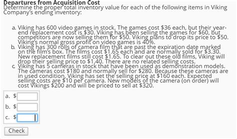 Solved Determine The Proper Total Inventory Value For Each Chegg Com