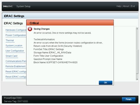 PSQN IDRAC Set Up Menu Error While Saving Simple User Password Dell Estonia