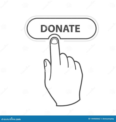 Finger Pressing Button Donate Charity Fundraising And Crowdfunding Stock Vector