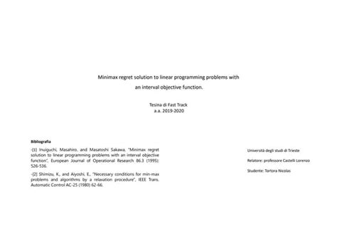 Minimax Regret Solution To Linear Programming Problems With An Interval Objective Function Ppw Ppt