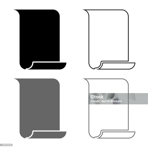 종이 파피루스 오래 된 두루마리 종이 중요 한 문서 템플릿 아이콘에 대 한 양피지 설정 회색 검은 색 그림 개요 평면 스타일 간단한 이미지 0명에 대한 스톡 벡터 아트 및