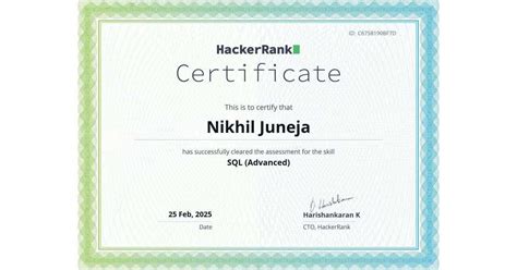 Hackerrank Skill Certificate Nikhil Juneja