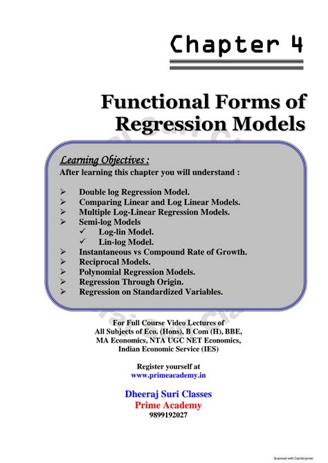 Chapter 4 Functional Forms 55157 Pm Chapter 4 Functional Forms Of