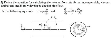 SOLVED Derive The Equation For Calculating The Volume Flow Rate For An Incompressible Viscous