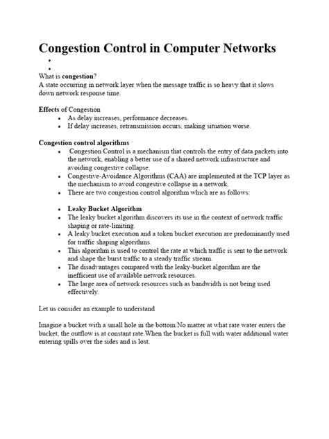 Congestion Control In Computer Networks Pdf Network Congestion