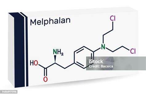 멜팔란 분자 화학 요법 약물 알킬화 항종양제입니다 골격 화학식 의약품 종이 포장 0명에 대한 스톡 벡터 아트 및 기타 이미지 0명 건강관리와 의술 겨자 Istock