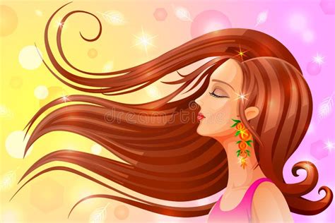женщина красного цвета портрета красивейших волос длинняя Иллюстрация вектора иллюстрации