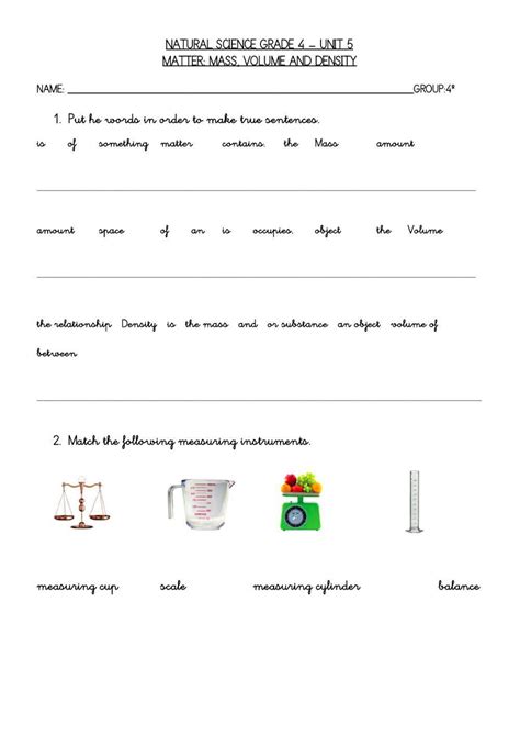 Mass Volume And Density Worksheet Live Worksheets Worksheets Library