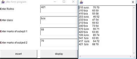 7 Write A Windows Jdbc Program That Add Record Using Gui Form And Display All Records Of Result
