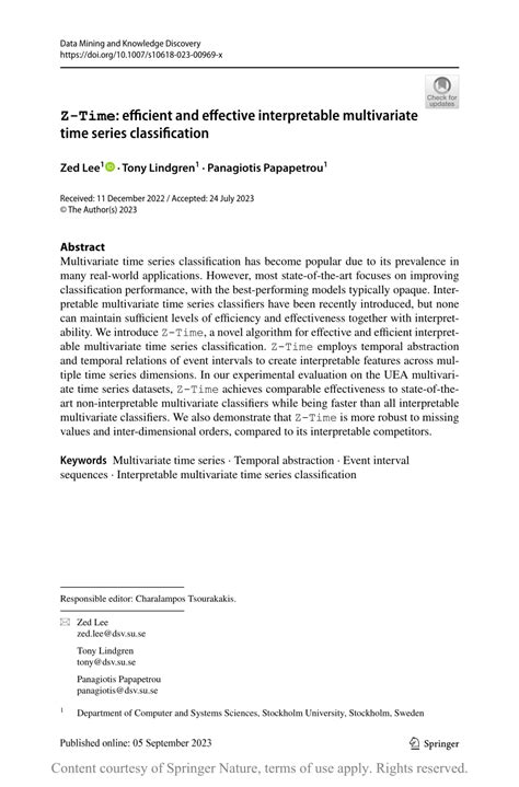 pdf z time efficient and effective interpretable multivariate time