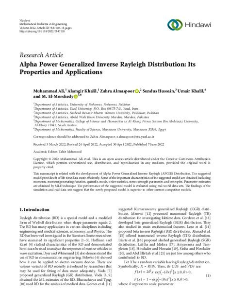 Pdf Alpha Power Generalized Inverse Rayleigh Distribution Its