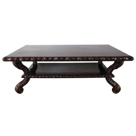 Heavily Carved Rectangular Shaped Walnut Coffee Table At 1stdibs