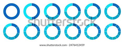Pie Chart Set Segmented Circle Icons Stock Vector Royalty Free