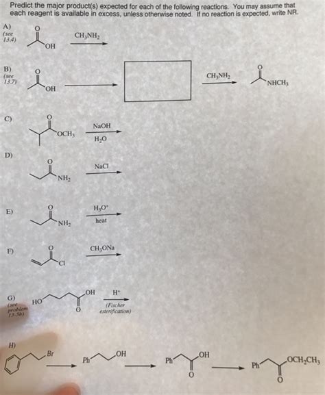 Solved Predict The Major Product S Expected For Each Of The