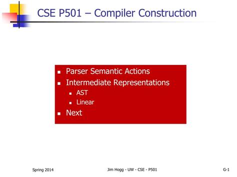 Ppt Cse P501 Compiler Construction Powerpoint Presentation Free Download Id2370250