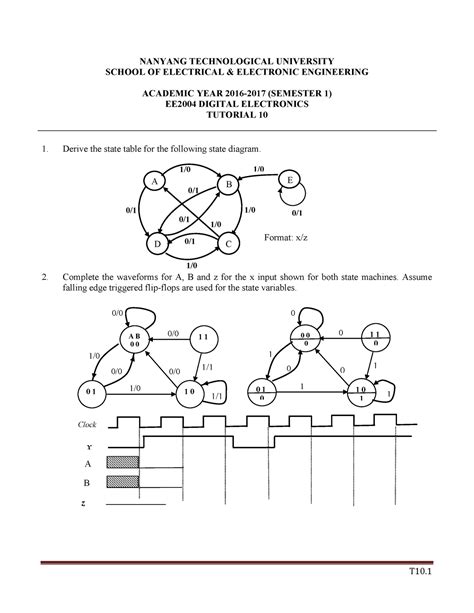 Tutorial 10 Nanyang Technological University School Of Electrical