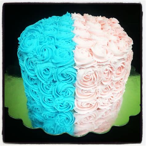 Gender Reveal Cake Inside Was Filled With Appropriate Colored Candy For Gender Reveal