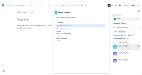 Custom Macros Not Rendering Properly On The New Template Preview Experience Confluence Cloud