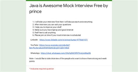 Prince Kumar On Linkedin Java Is Awesome Mock Interview Free By Prince