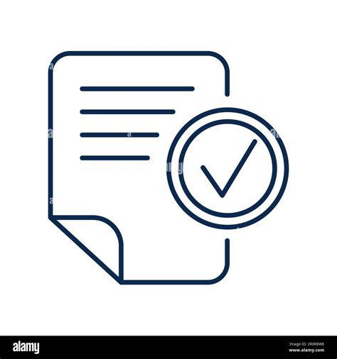 Text File Checking Monochrome Linear Icon Office Document Thin Line Pictogram Stock Vector