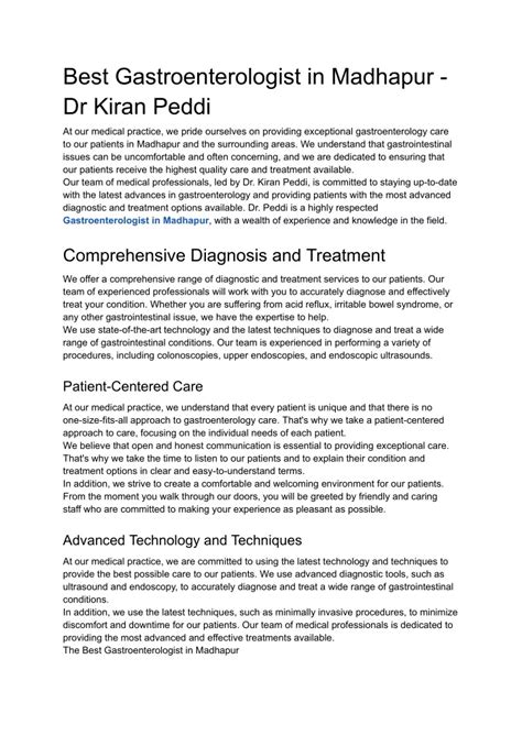 Ppt Best Gastroenterologist In Madhapur Dr Kiran Peddi Powerpoint
