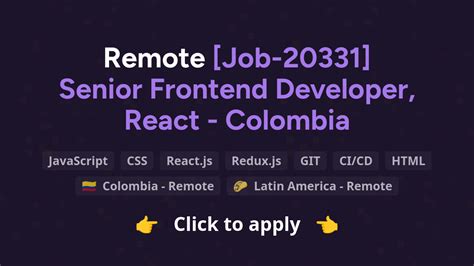 Remote Job 20331 Senior Frontend Developer React Colombia At Ciandt