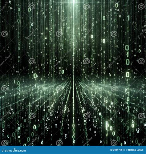 Pattern Of Green Binary Code Numbers Falling In An Organized Flow