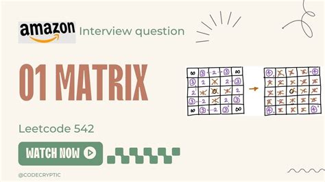 01 Matrix Leetcode 542 Python Amazon Interview Question Youtube
