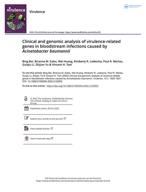 Pdf Clinical And Genomic Analysis Of Virulence Related Genes In
