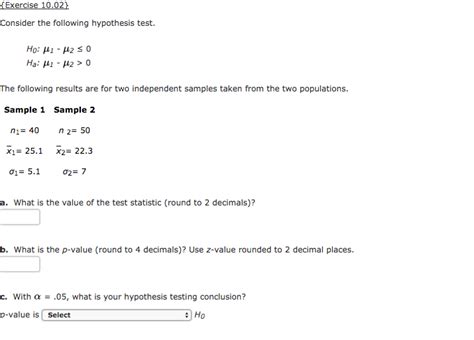 Solved Consider The Following Hypothesis Test H 0 Mu 1