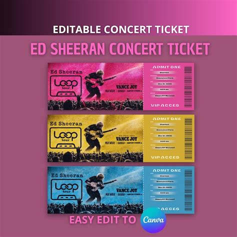 Ed Sheeran Surprise Ticket Template Etsy Australia