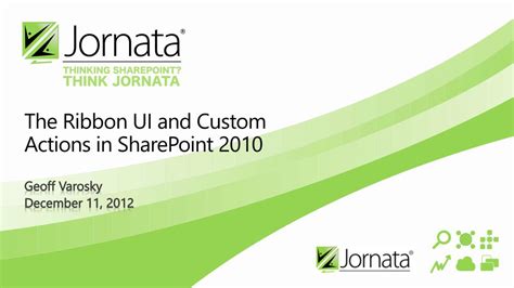 Ppt The Ribbon Ui And Custom Actions In Sharepoint 2010 Powerpoint