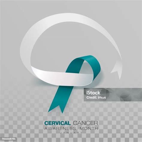 자궁 경부암 인식의 달 투명 한 배경에 격리 된 청록색과 흰색 리본입니다 포스터에 대한 벡터 디자인 템플릿입니다 그림 0명에 대한 스톡 벡터 아트 및 기타 이미지 Istock