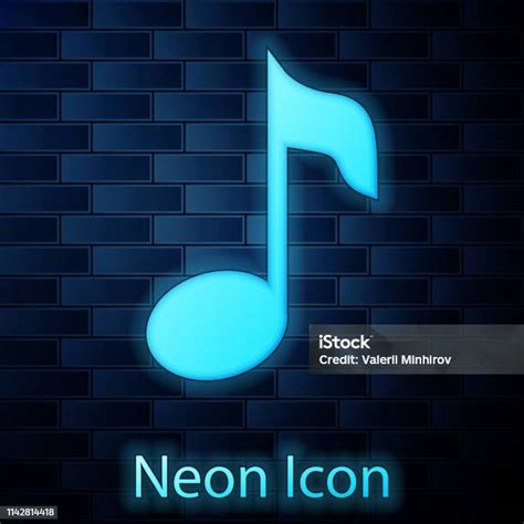 빛나는 네온 음악 노트 톤 아이콘 벽돌 벽 배경에 고립 벡터 일러스트 0명에 대한 스톡 벡터 아트 및 기타 이미지 0명 개념 노래 Istock