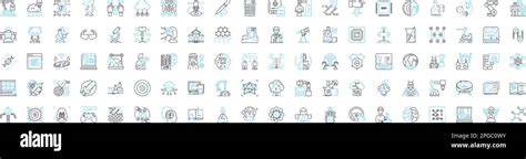 Artificial Innovation Vector Line Icons Set Ai Robotics Automation Machine Learning