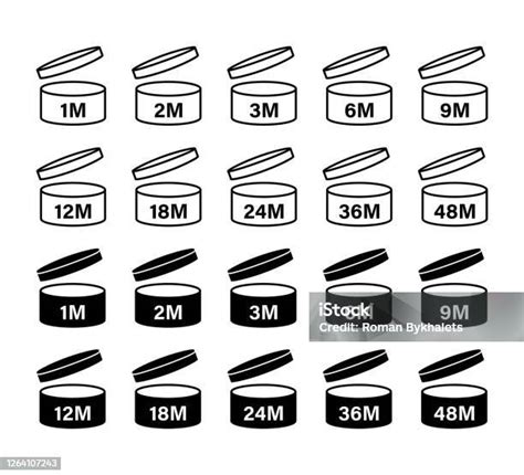 아이콘을 연 후 파오 기간 벡터 격리 된 기호 아이콘 만료 날짜 표지판 1m 2m 3m 6m 9m 12m 18m 24m 30m 36m 48m 스톡 벡터 상징에 대한 스톡