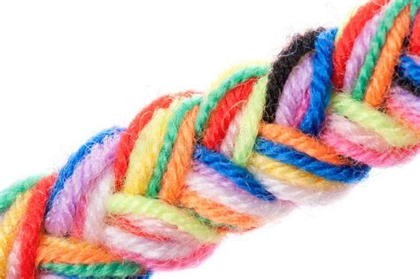 The Color Strings Of A Yarn Connected In Plait Stock Image Image Of Ravel Green