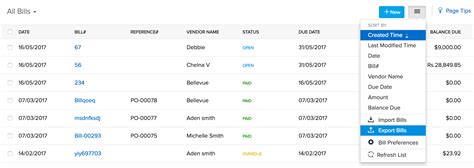 Importexport Bills Knowledge Base Zoho Inventory