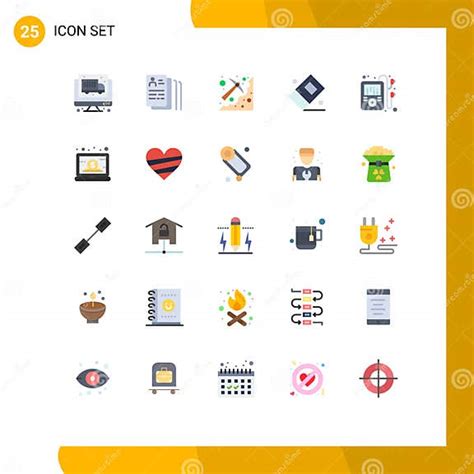 25 User Interface Flat Color Pack Of Modern Signs And Symbols Of Player