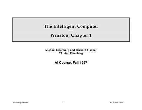 Slides For Intelligence Computer Artificial Intelligence Csci 5582