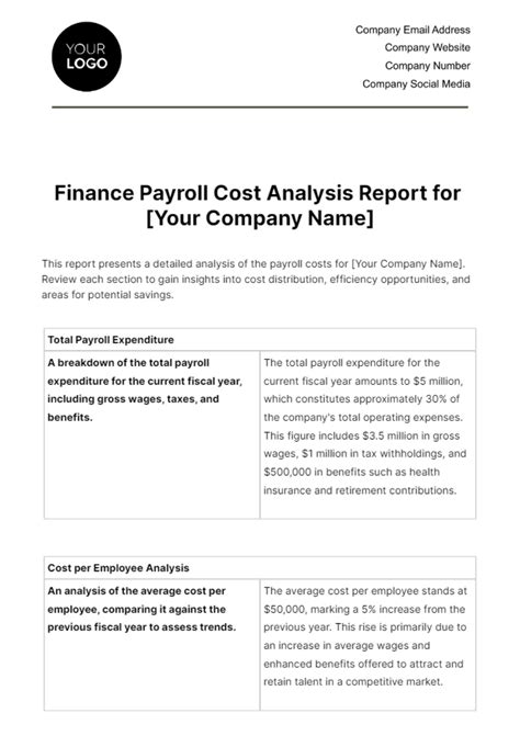 Free Monthly Financial Report Template To Edit Online